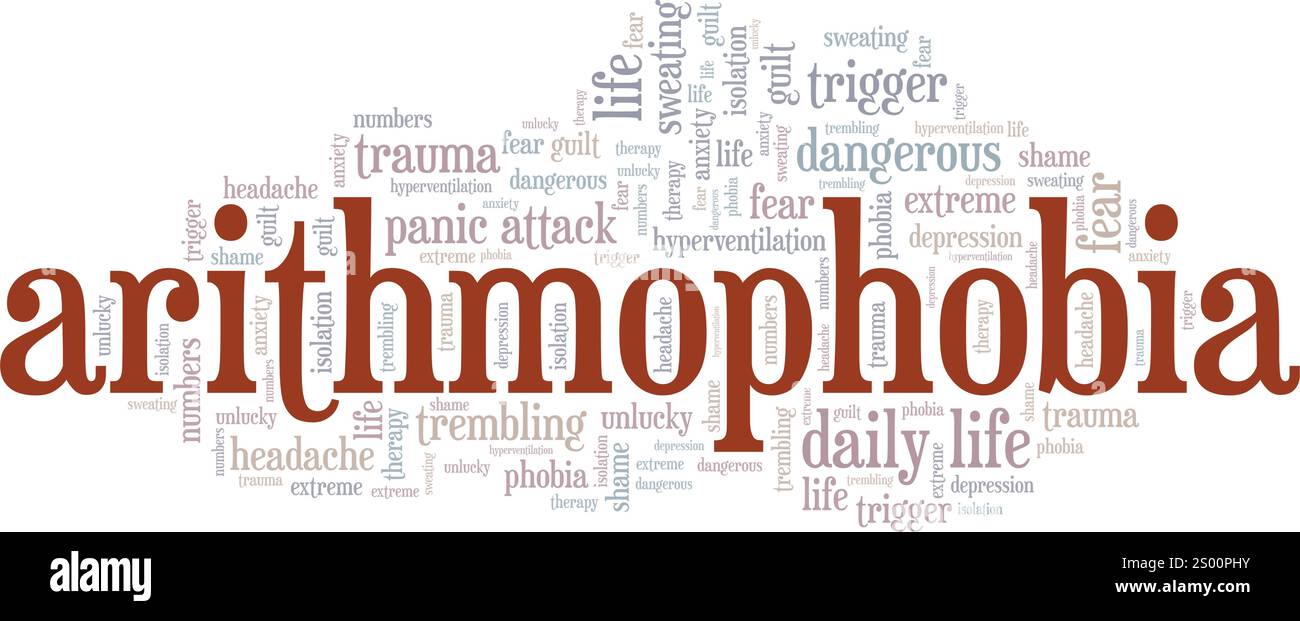 Arithmophobia: Fear of Numbers word cloud conceptual design isolated on ...