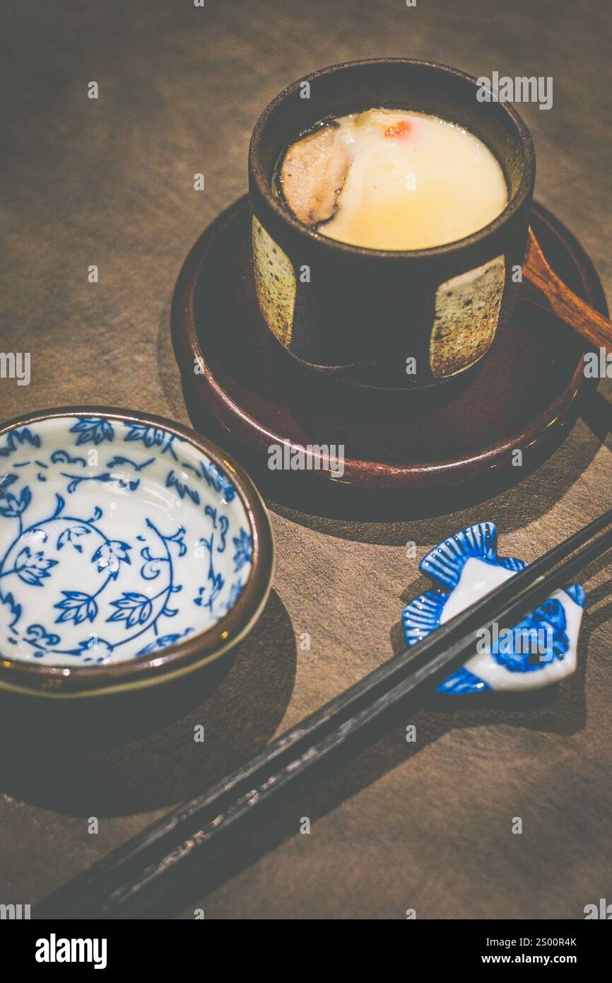 Chawanmushi Japanese steamed egg custard with chicken broth gingko nuts ...
