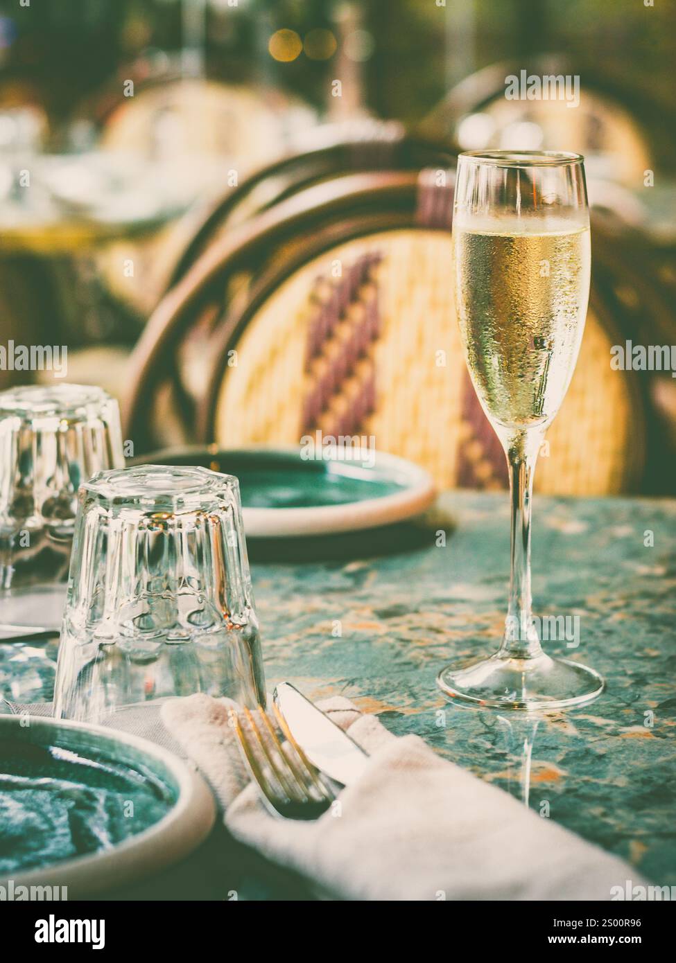 a glass of Italian Prosecco on a table in a restaurant Stock Photo - Alamy