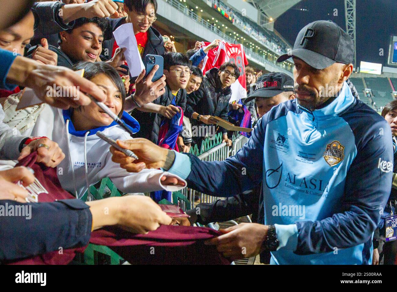 Thierry Henry of BARCELONA HEROS in action with fans during LEGENDS ...
