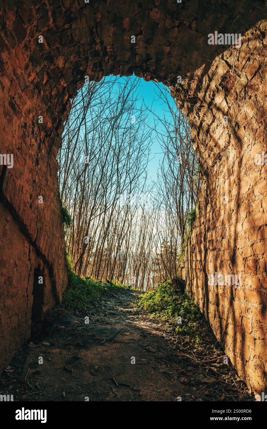 Arch passageway tunnel made of bricks on Petrovaradin fortress in Novi ...