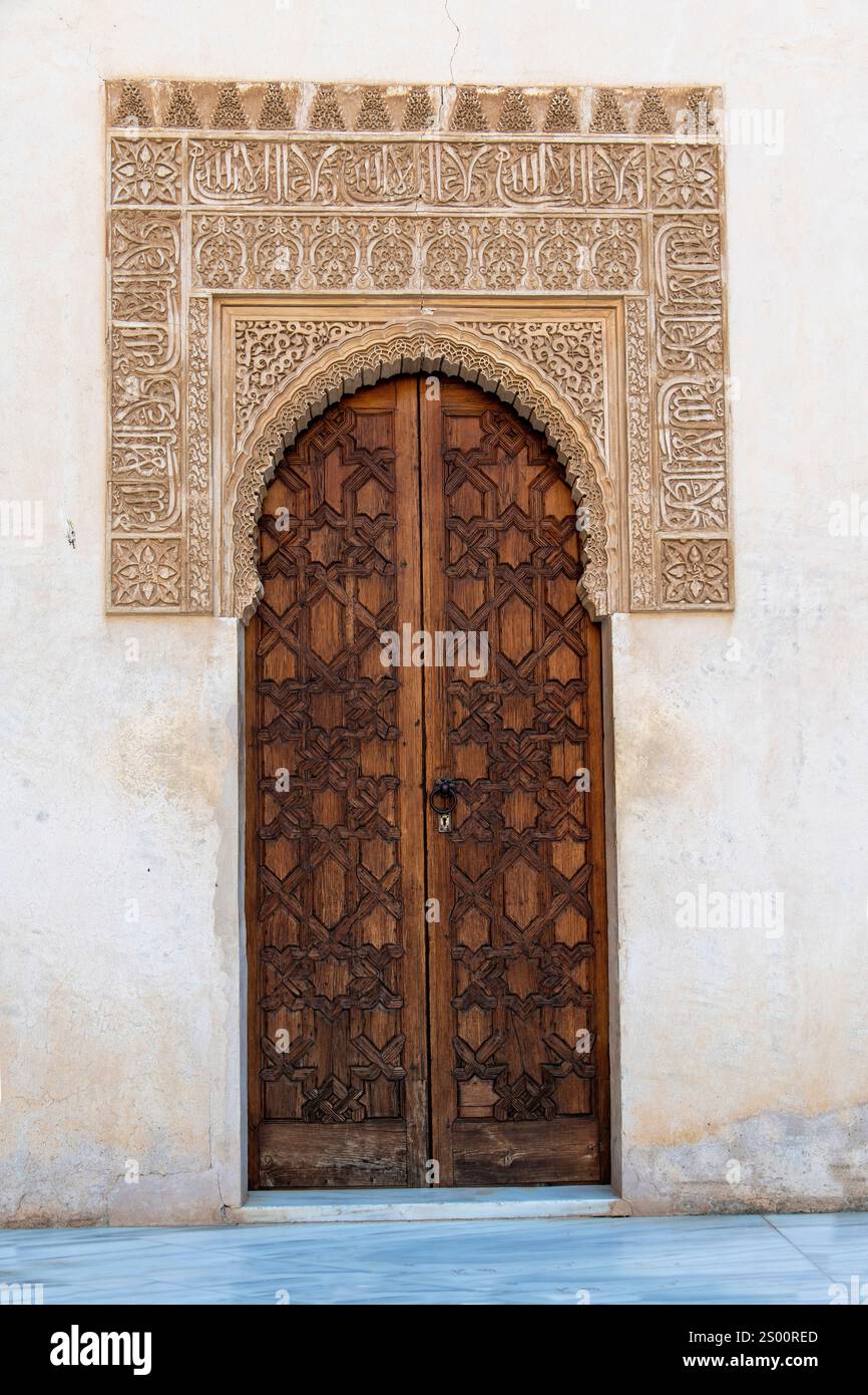 Granada, Spain-February 7, 2024; Close up of one of the wooden interior ...