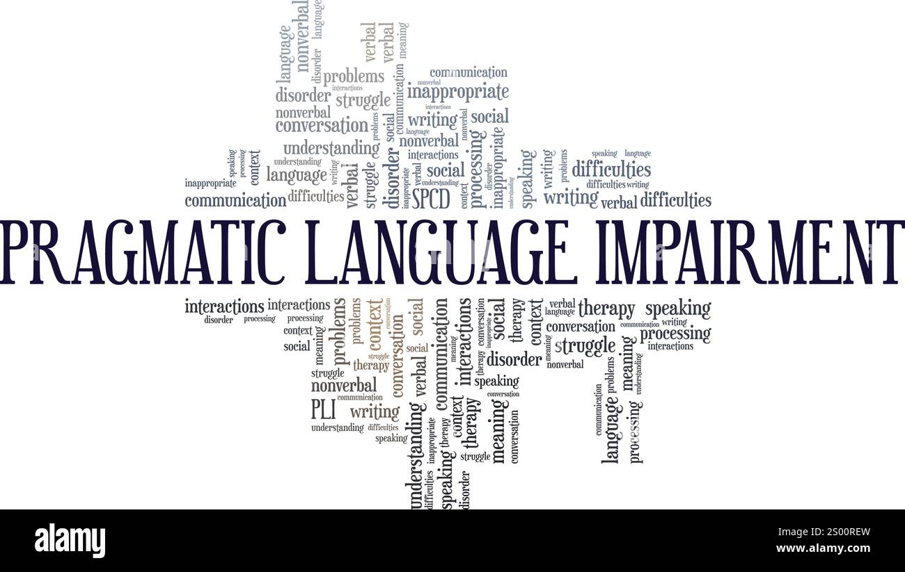 Pragmatic Language Impairment PLI word cloud conceptual design isolated ...