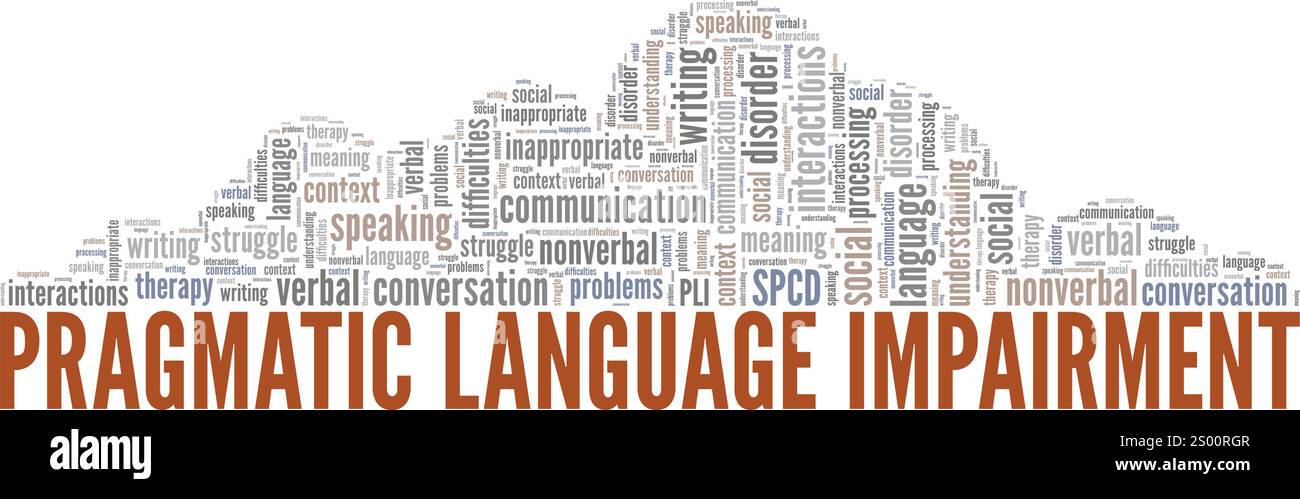 Pragmatic Language Impairment PLI word cloud conceptual design isolated ...