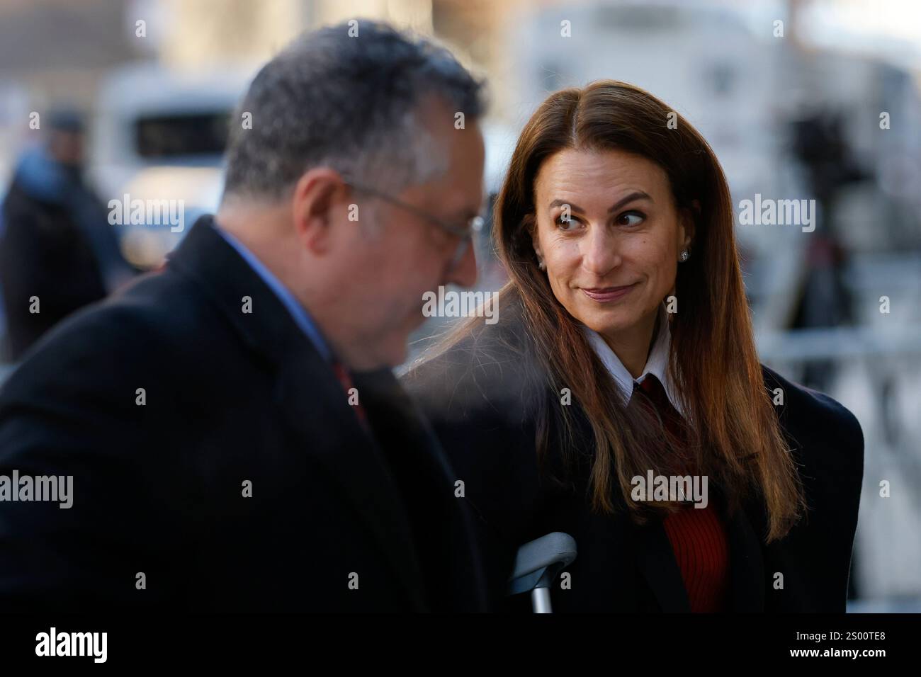 Karen Friedman Agnifilo, right, attorney for Luigi Mangione, arrives at ...