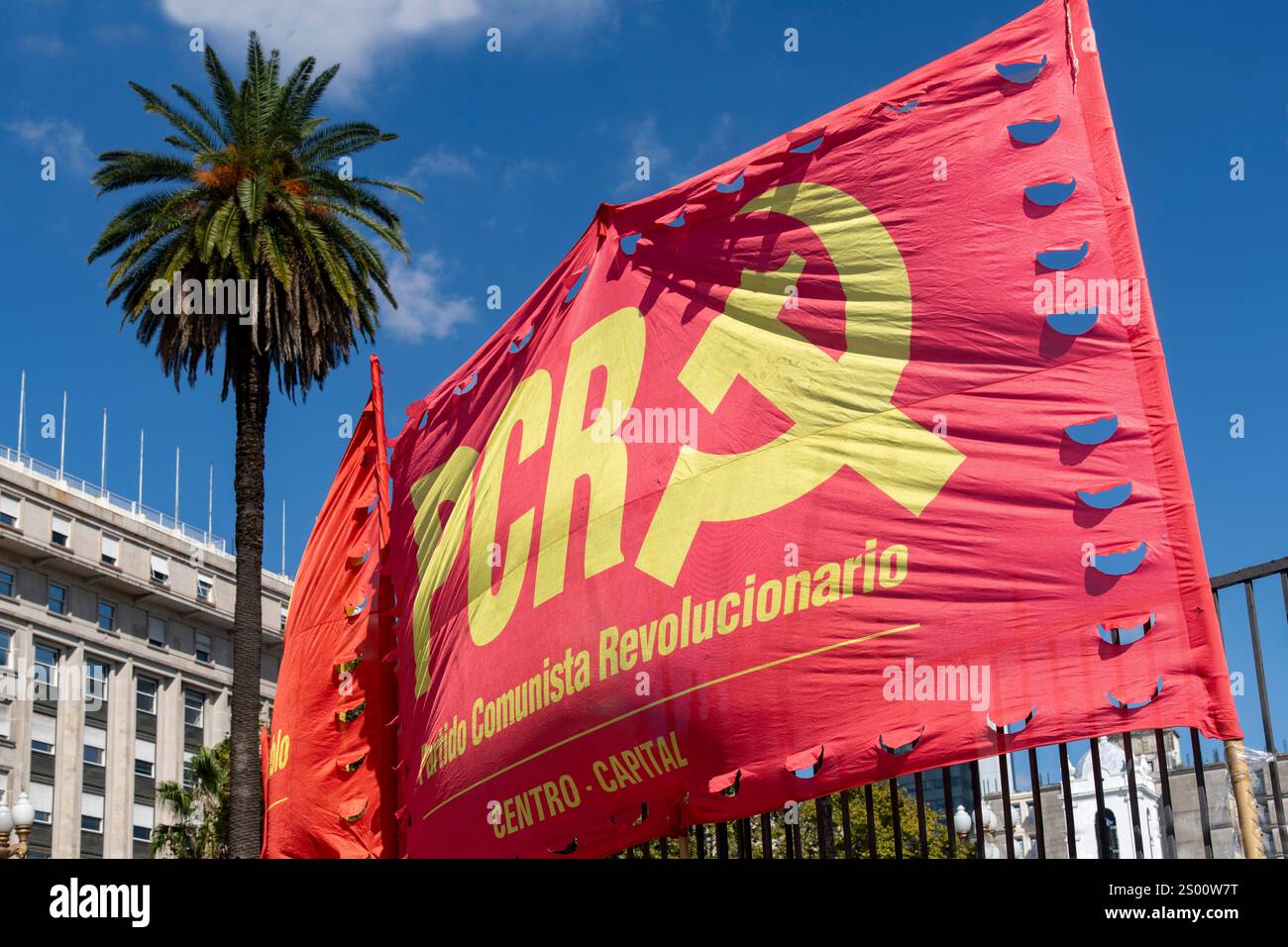 Buenos Aires, Argentina-March 24, 2024; Banner of Communist Party on ...