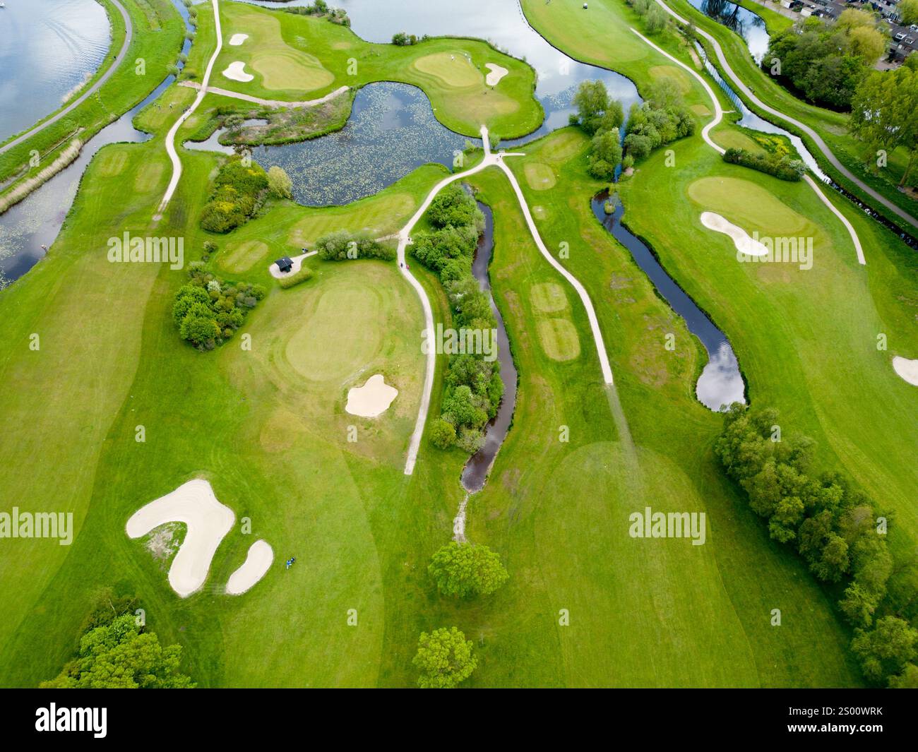 Aerial view of the bunkers of a golf court Stock Photo - Alamy