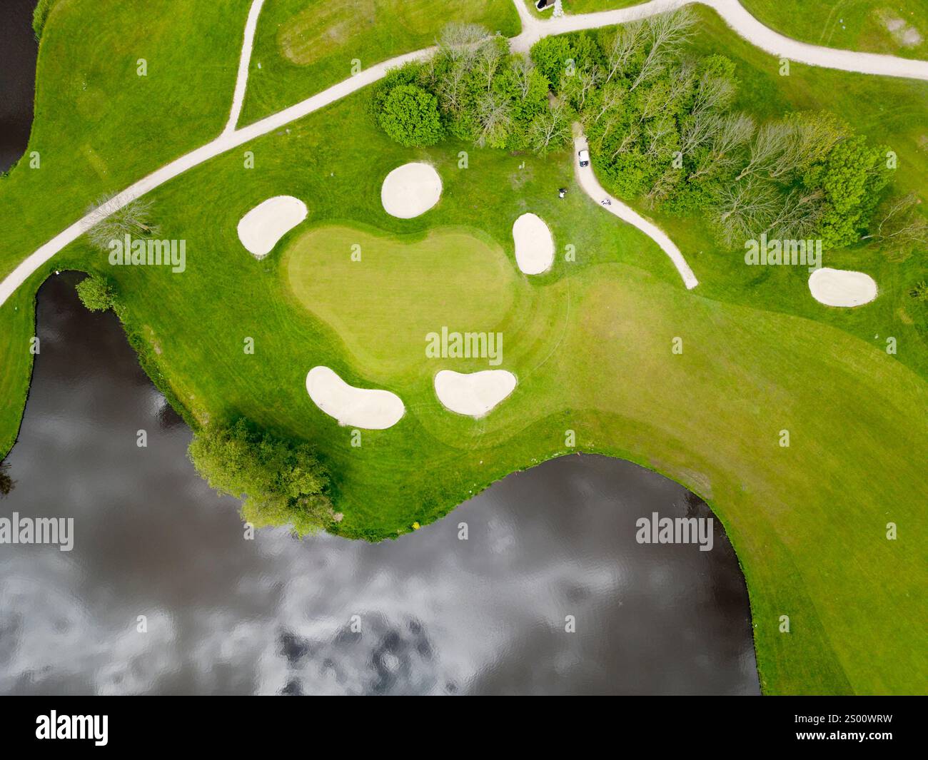 Aerial view of the bunkers of a golf court Stock Photo - Alamy