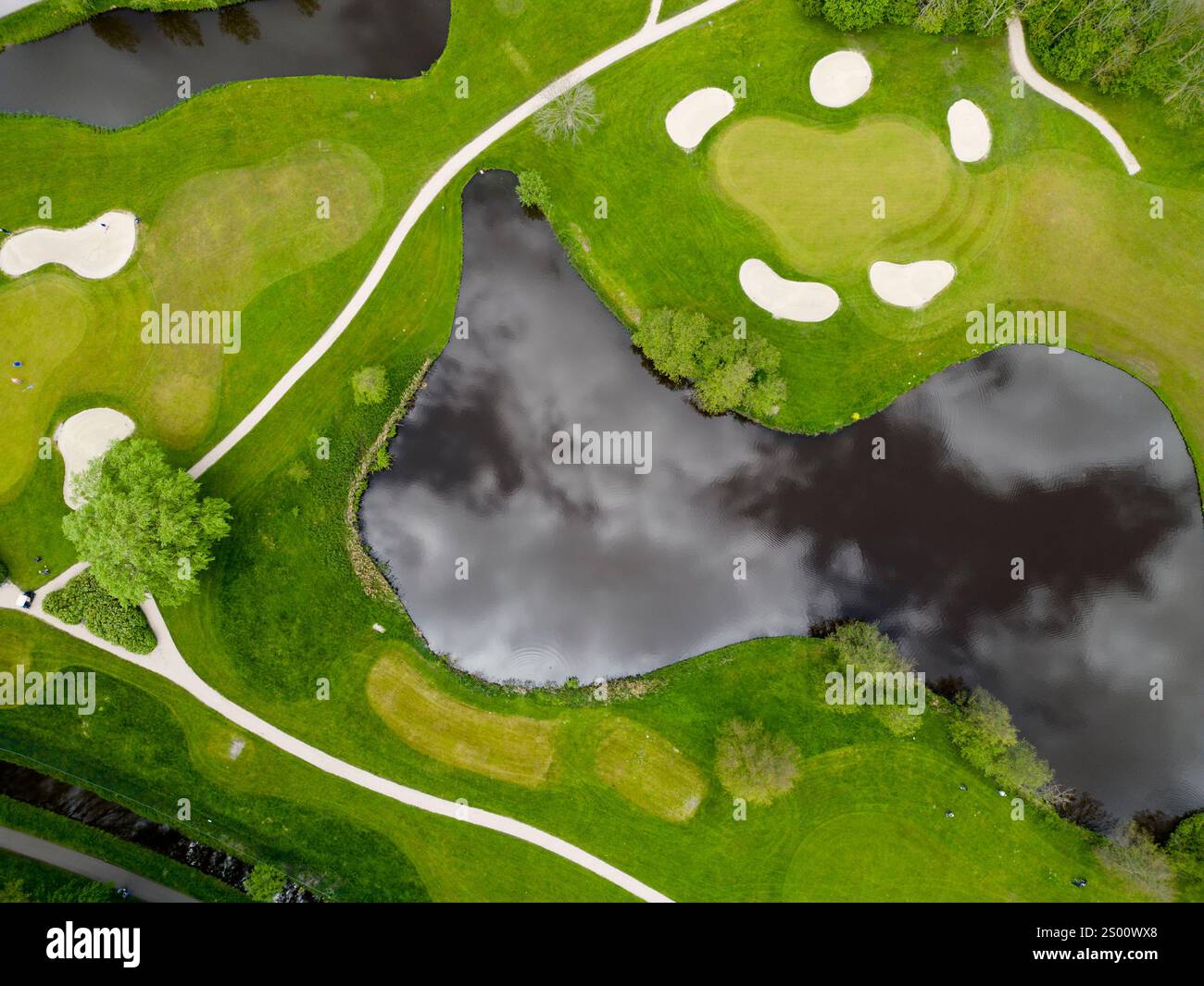 Aerial view of the bunkers of a golf court Stock Photo - Alamy