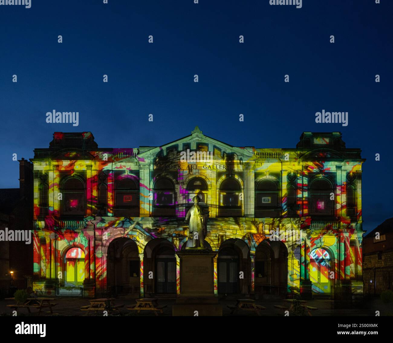 Colorful projection mapping transforms the exterior of York Art Gallery ...