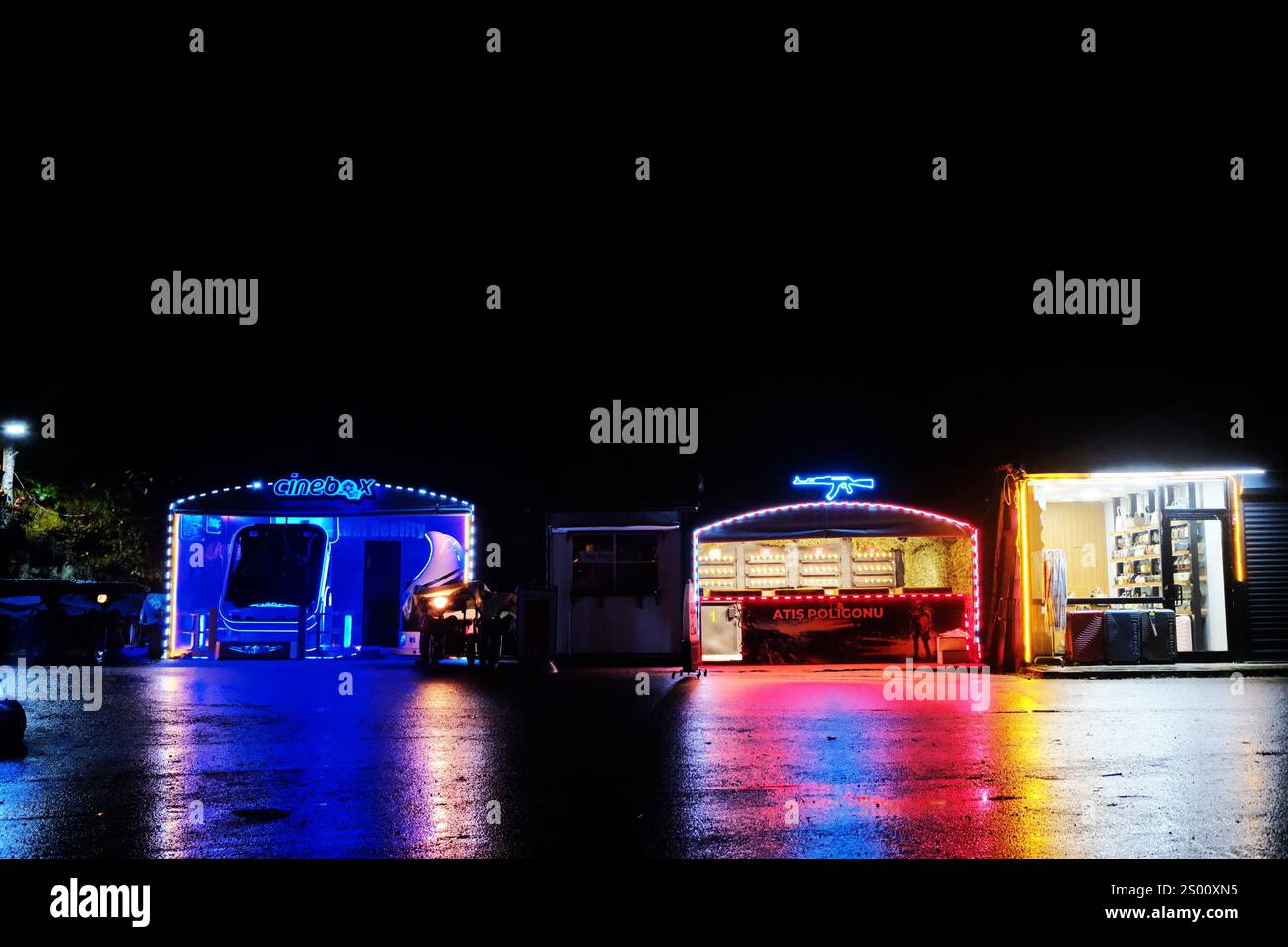 Uzungol, Trabzon, Turkey - November 19, 2024: Neon lights entertainment ...