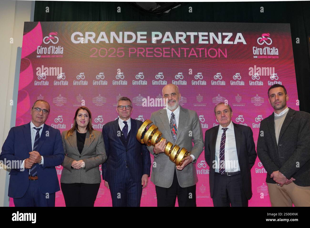 Tirana, Albania. 23rd Dec, 2024. Mauro Vegni, Vincenzo Nibali, Paolo ...