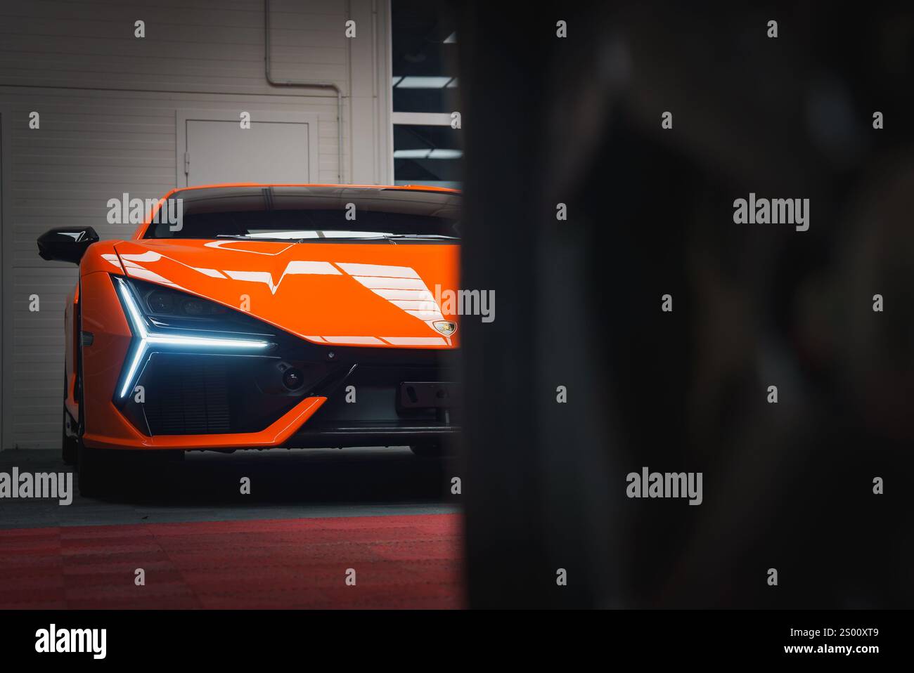 Close Up of Lamborghini Revuelto in Indoor Setting with LED Headlights ...