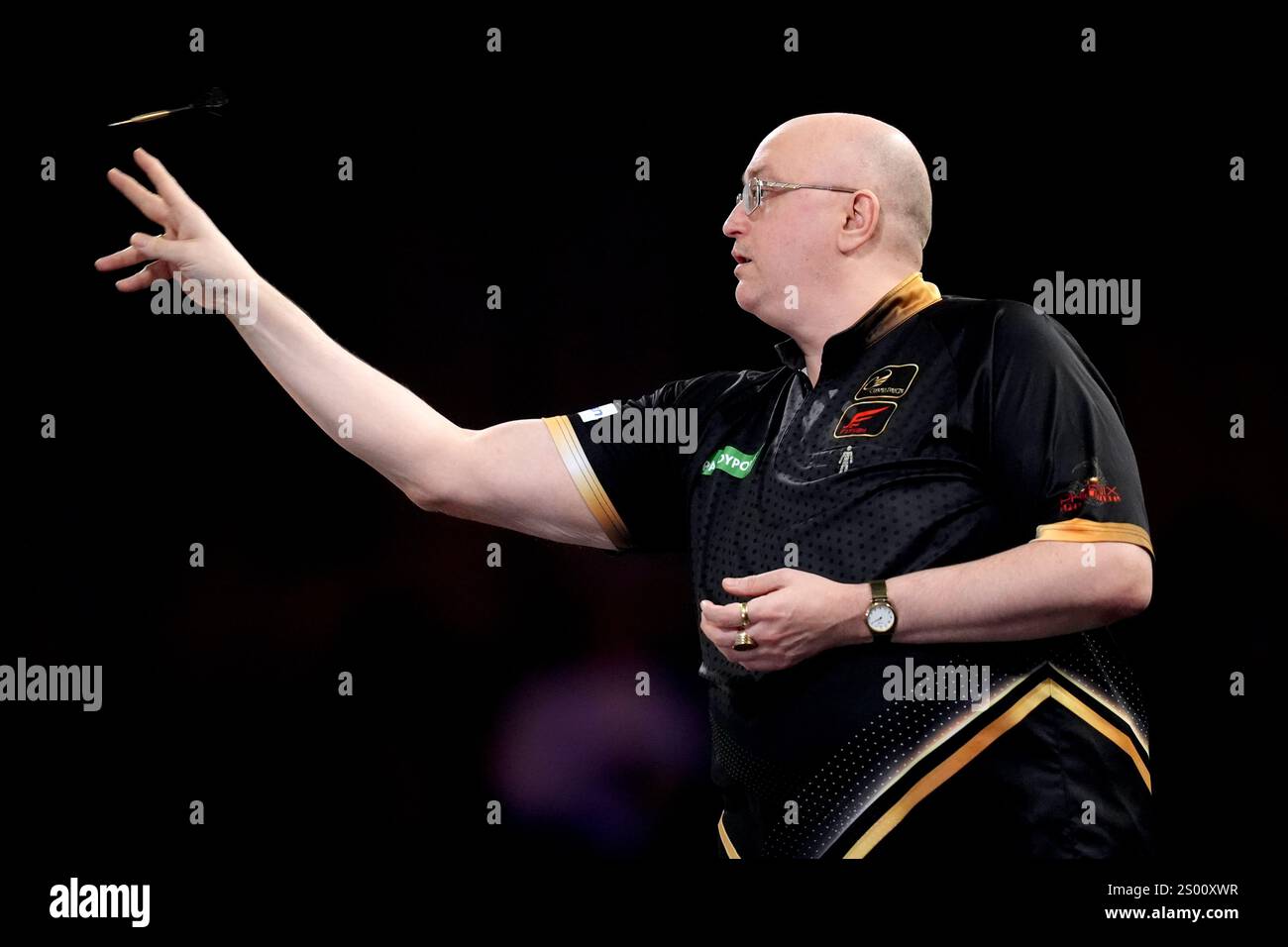 Andrew Gilding during his match against Martin Lukeman during day nine ...