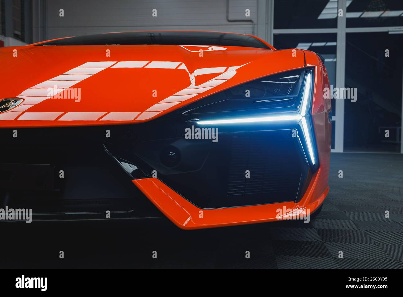 Close Up of Lamborghini Revuelto Front End with LED Headlight Stock ...