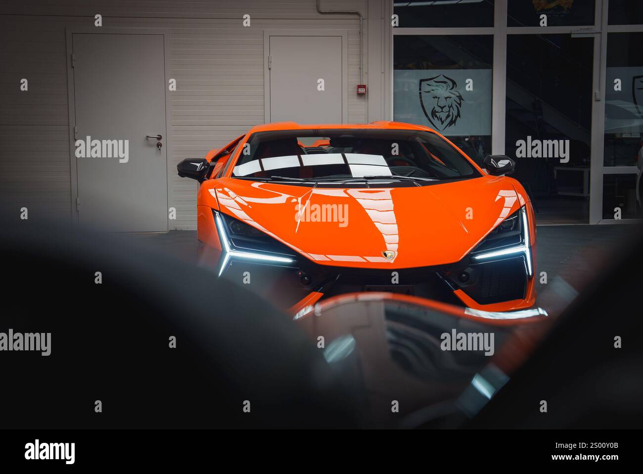 Close Up of Lamborghini Revuelto in Indoor Showroom Setting Stock Photo ...