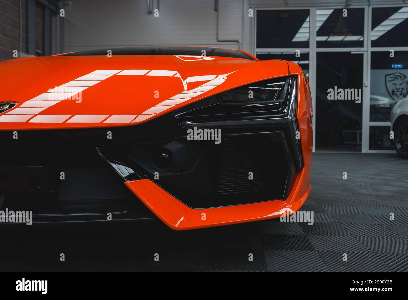 Close Up of Lamborghini Revuelto Front End in Indoor Setting Stock ...