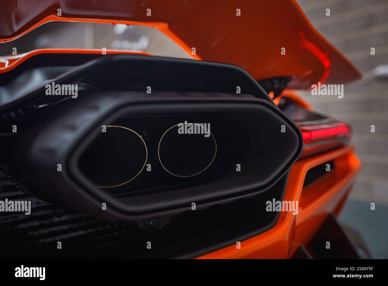 Close Up of Lamborghini Revuelto's Rear Exhaust in Urban Setting Stock ...