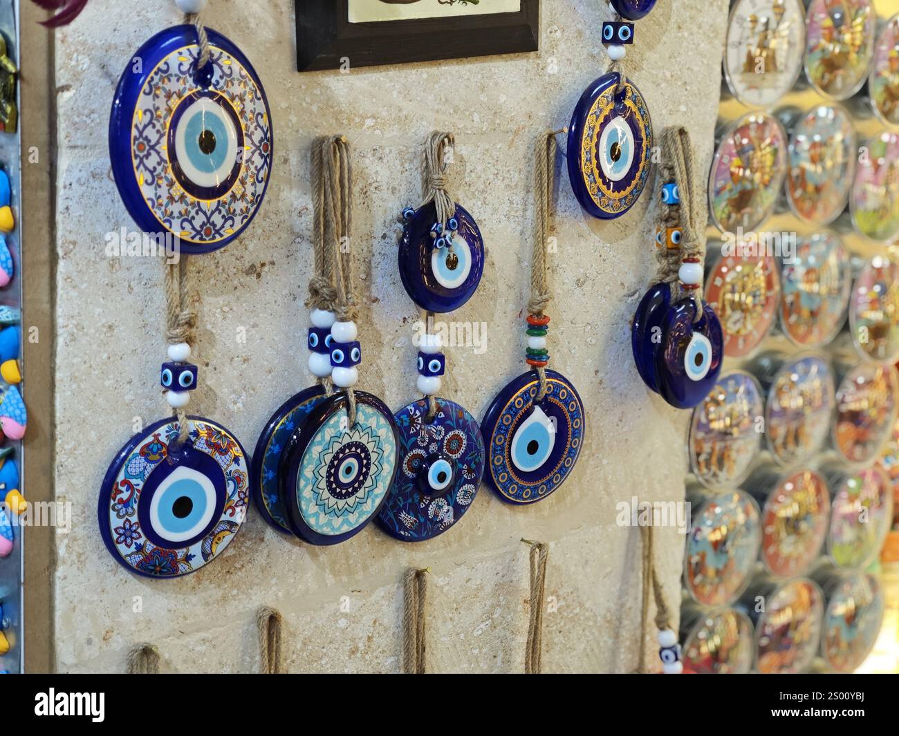 A souvenir gift of the traditional amulet Turkish evil eye or nazar ...