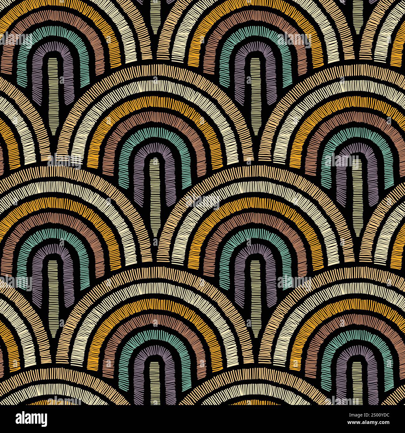 Seamless geometrical vector pattern, satin stitch embroidery Stock ...