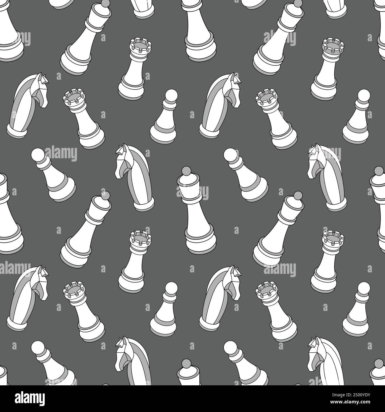 Black and white chess figures seamless pattern Stock Vector Image & Art ...
