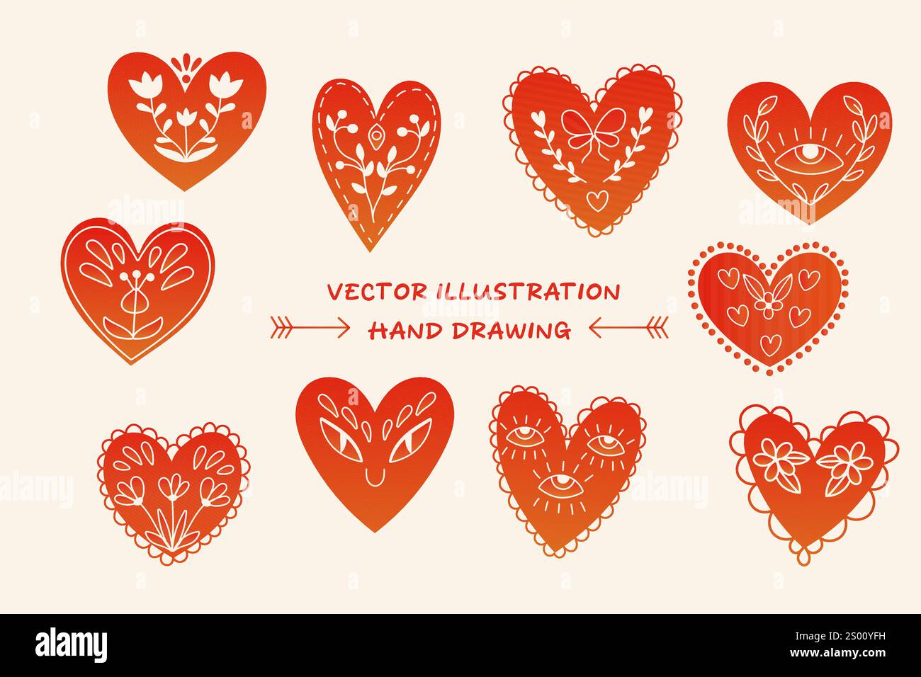 Set doodle textured heart Stock Vector Images - Alamy