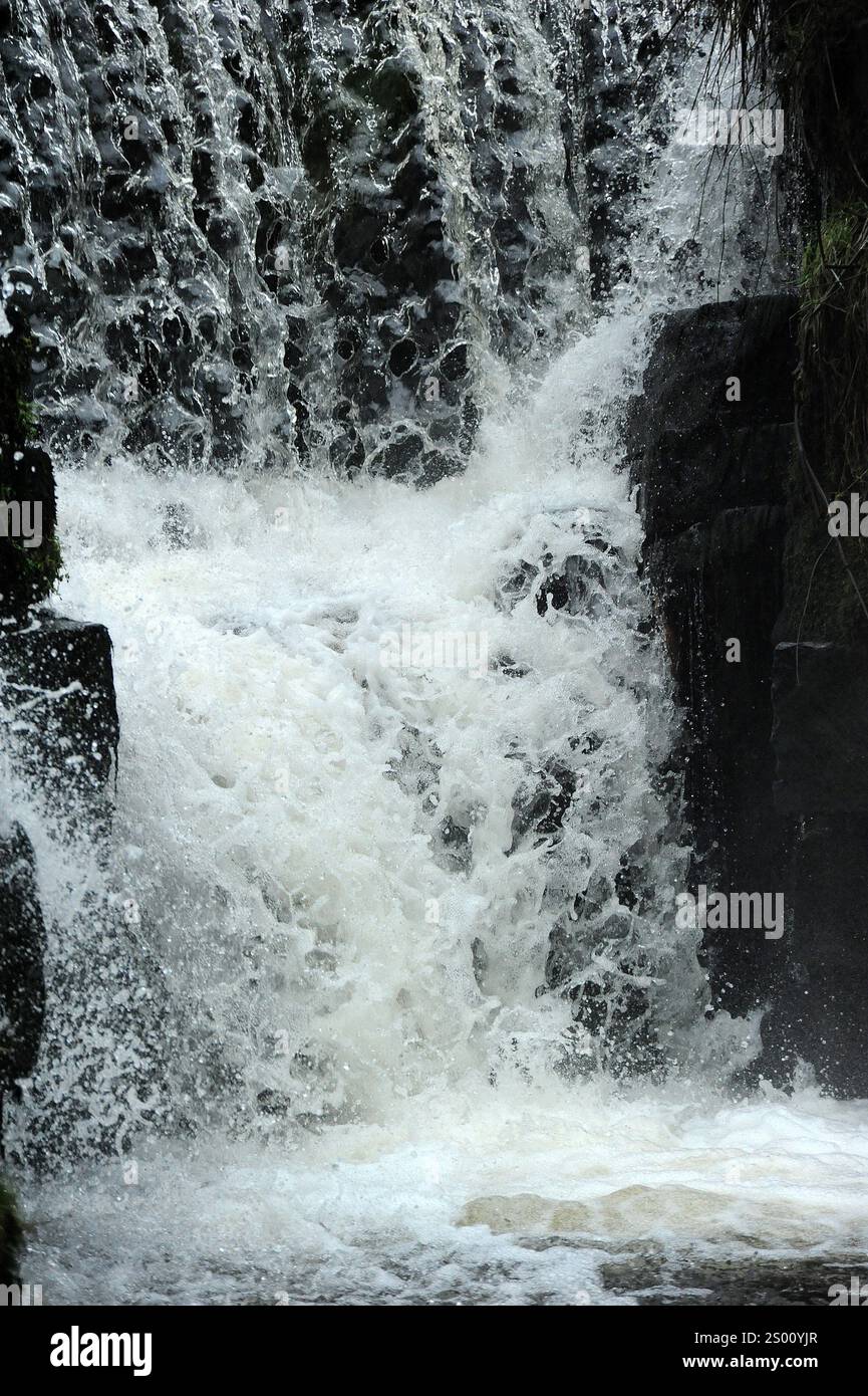 The man-made Penllergaer Waterfall. A drop of around 10 feet ...