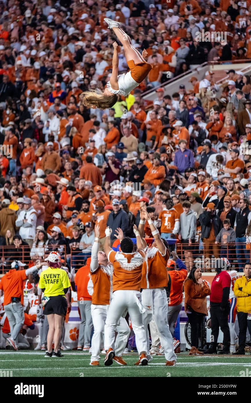 Dec 21, 2024.A cheerleader of the Texas Longhorns in action vs the Clemson Tigers in the first ...