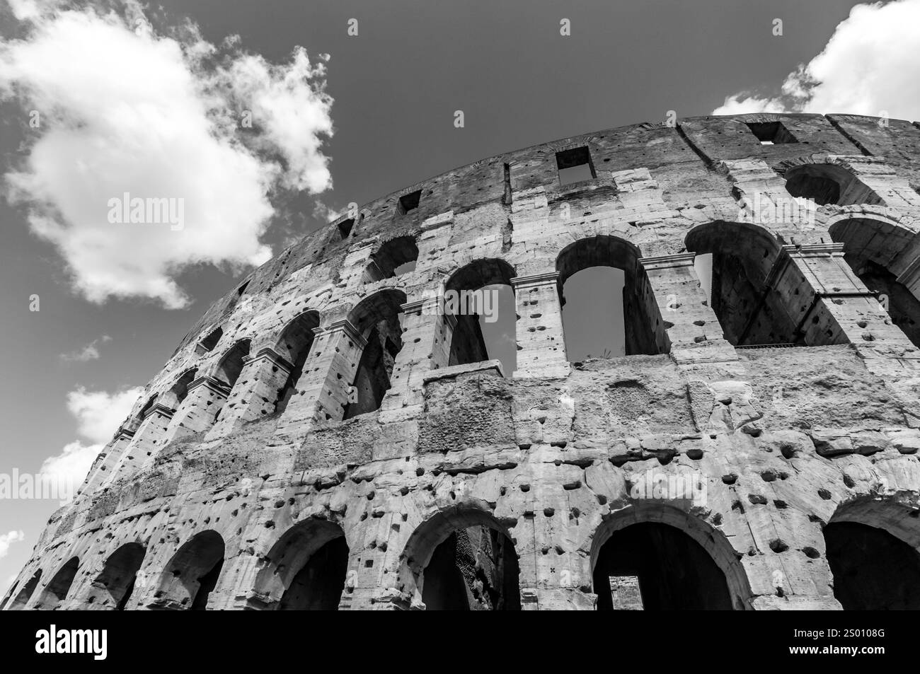 Exterior view of the ancient Roman Colloseum or Flavian Amphitheather ...