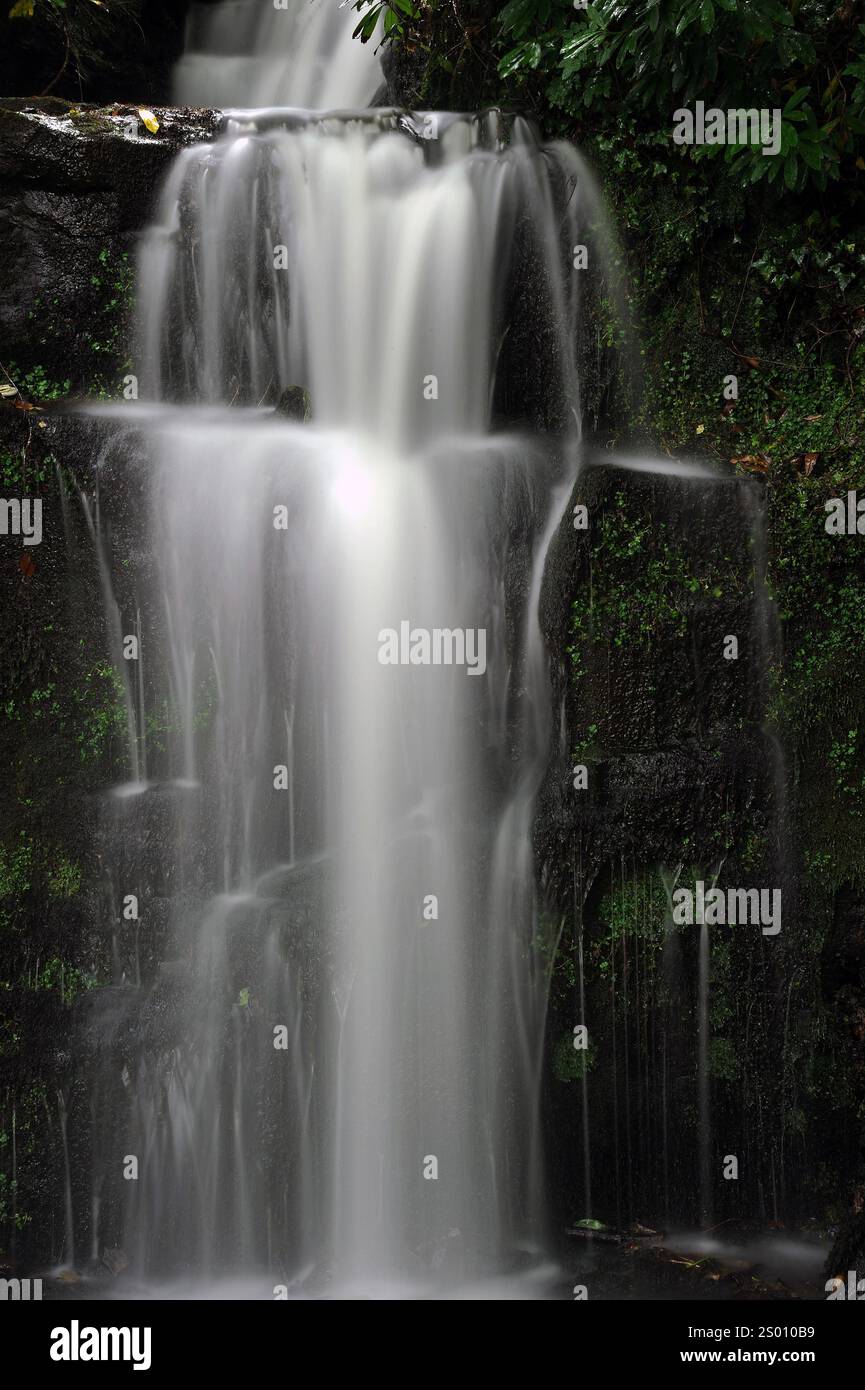 Small waterfall (approx 10 feet) at Mosshouse Woods Reservoir, Gnoll ...