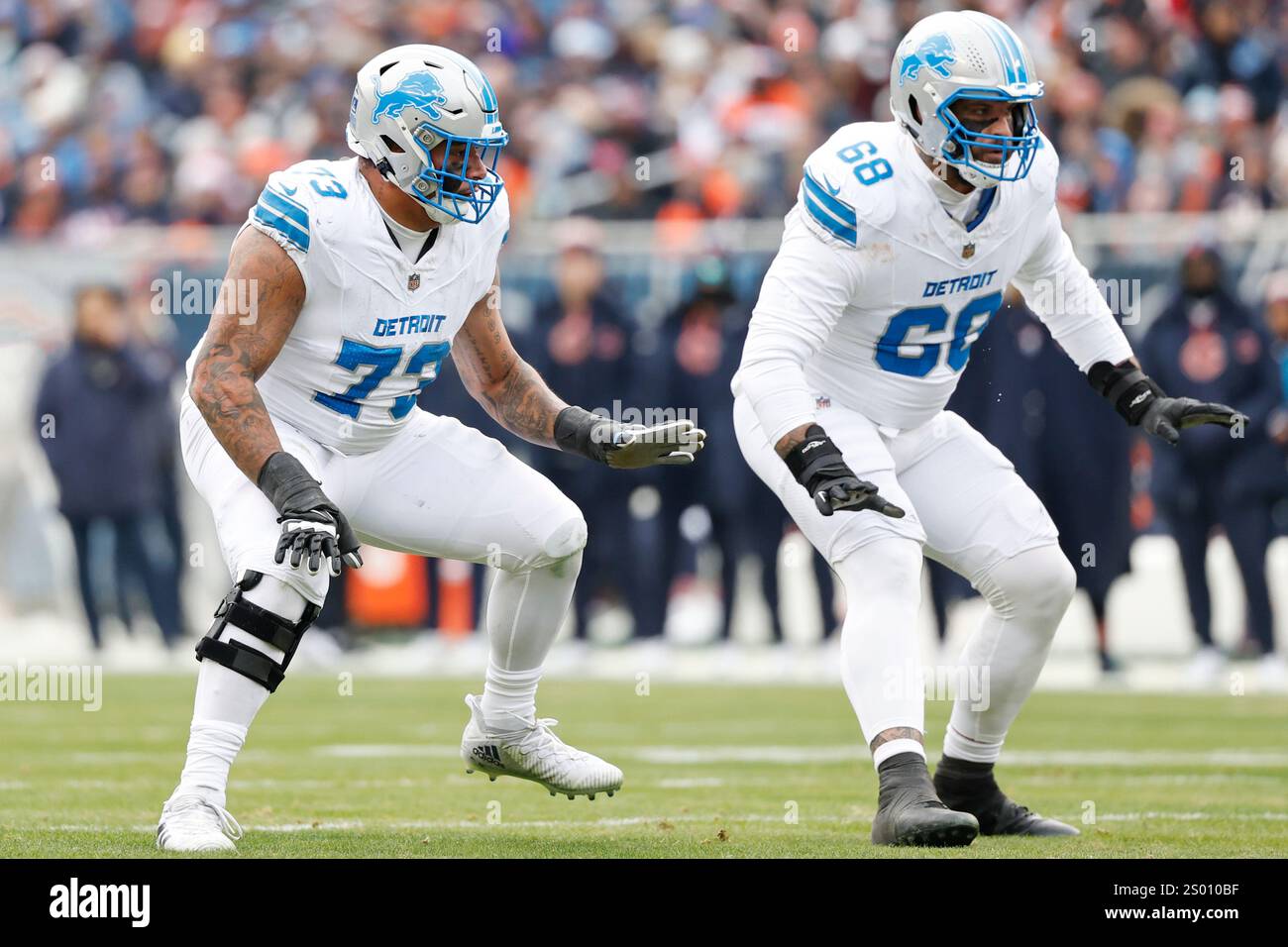 Detroit Lions guard Christian Mahogany (73) and offensive tackle Taylor ...