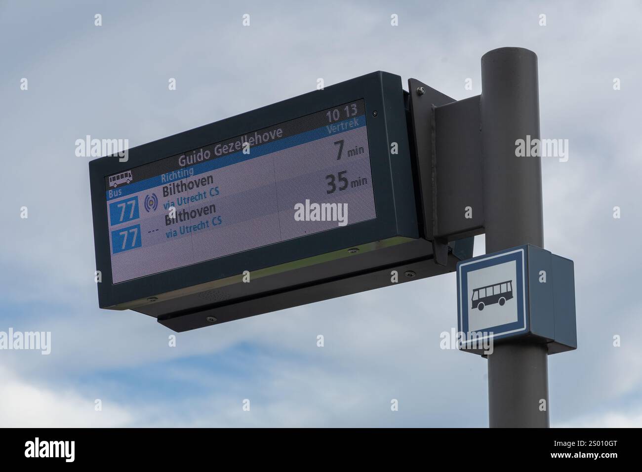 Utrecht, the Netherlands. 6 October 2024. Bus Stop Sign with Color LED ...