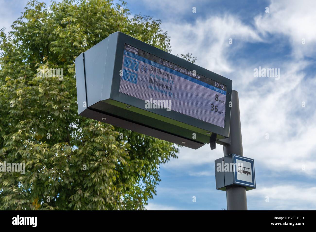 Utrecht, the Netherlands. 6 October 2024. Bus Stop Sign with Color LED ...