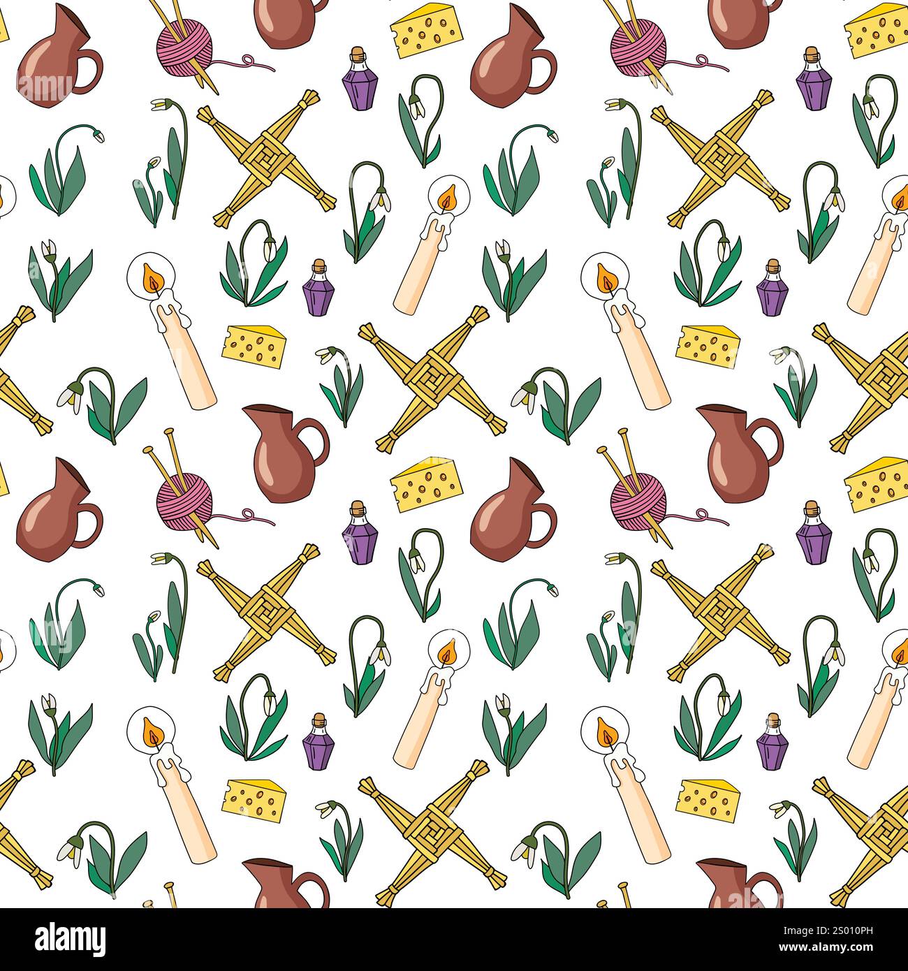 Vector illustration of the Irish spring pagan holiday Imbolc symbols ...