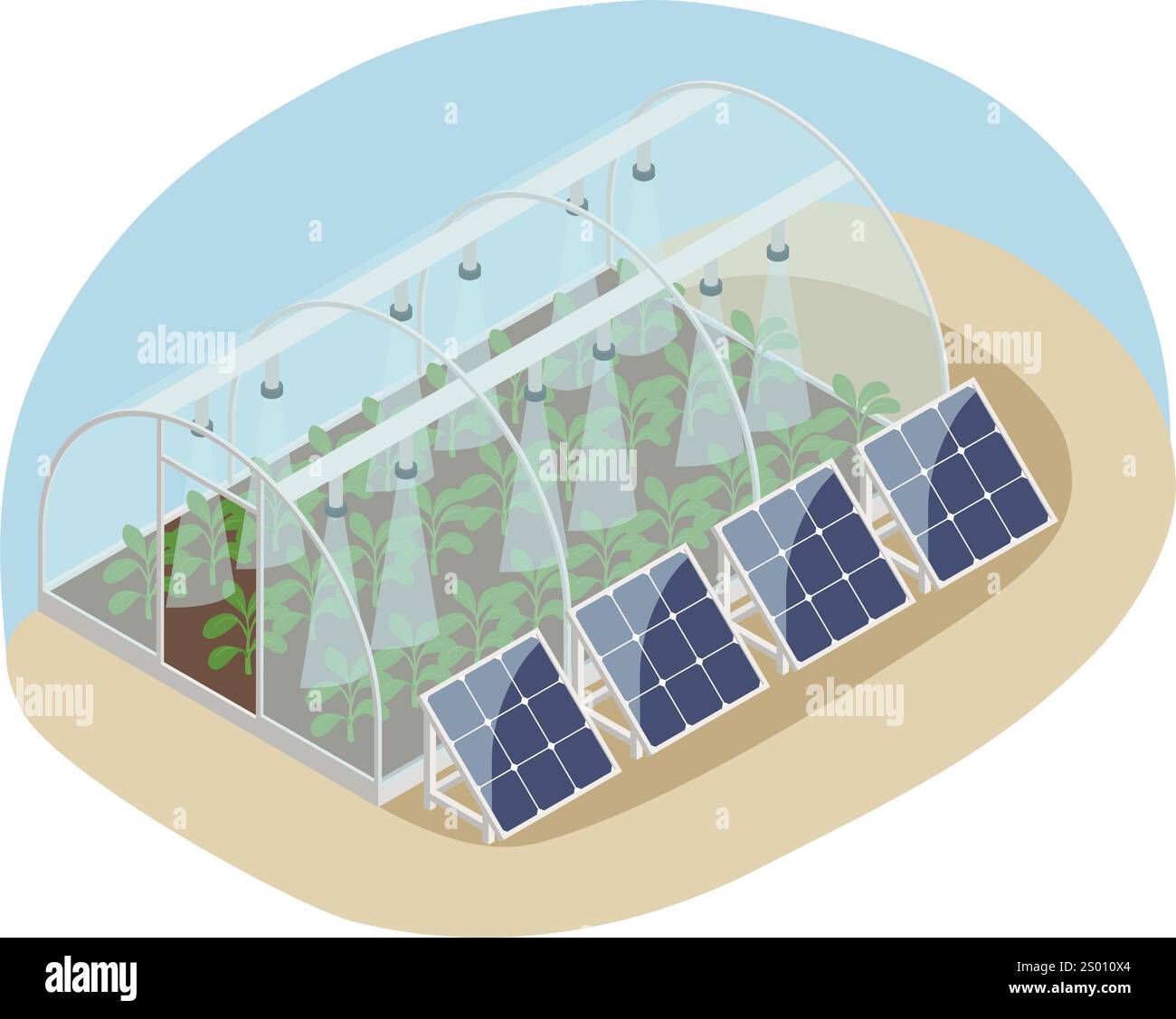 Smart farm greenhouse with hydroponics. Isometric vector illustration ...