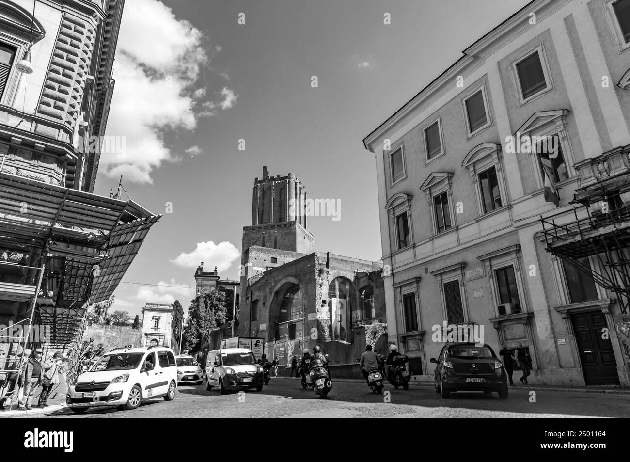 Rome, Italy - 5 APR 2019: La Torre delle Milizie, an ancient leaning ...