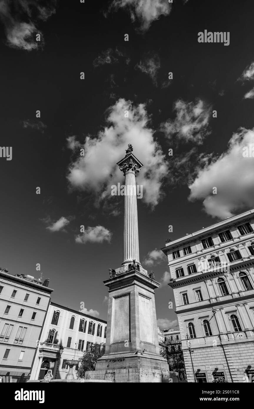Rome, Italy - April 7, 2019: The Column of Peace in the middle of the ...