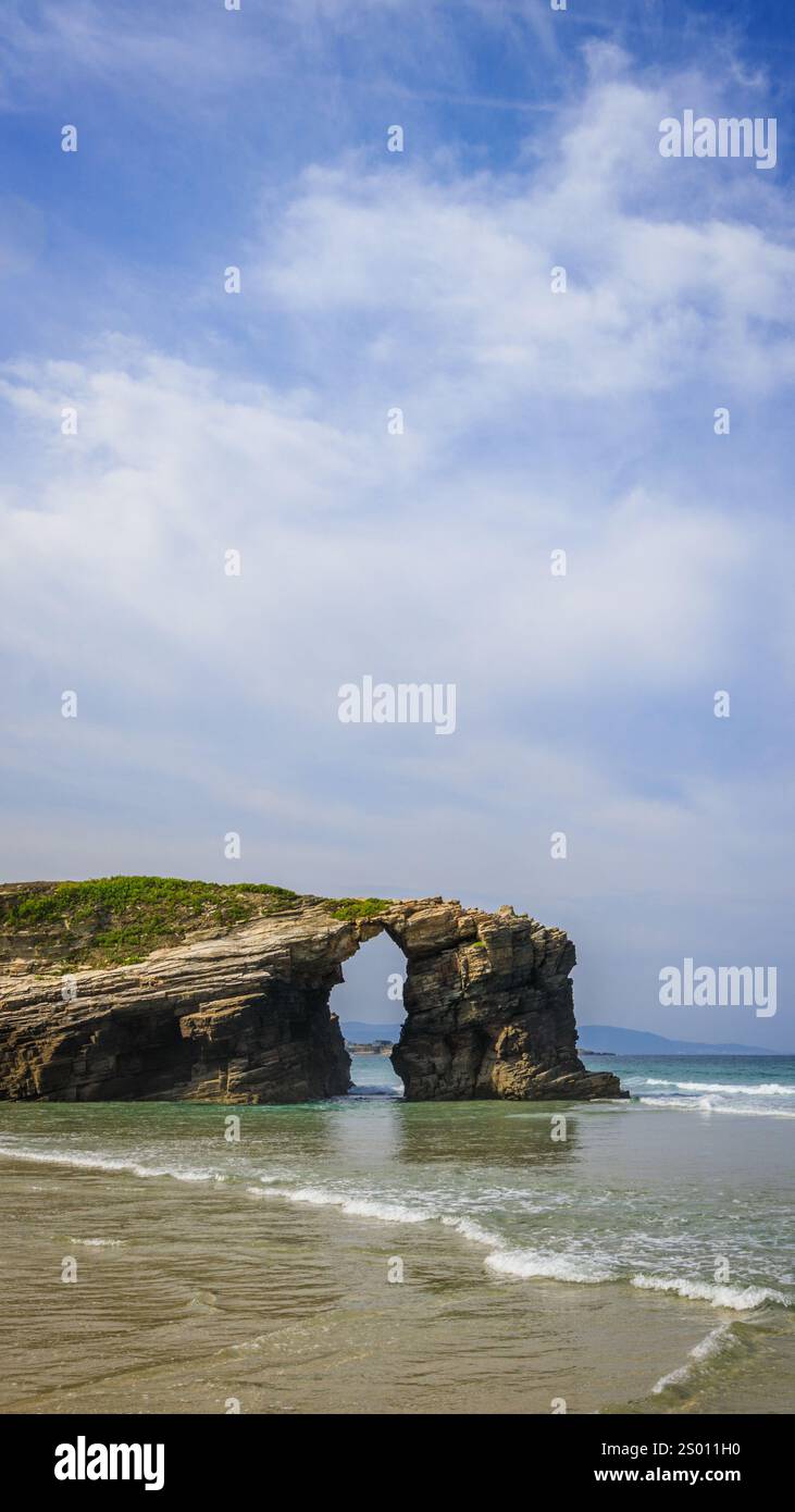 This is an image of Cathedral Beach during low tide, showcasing the ...