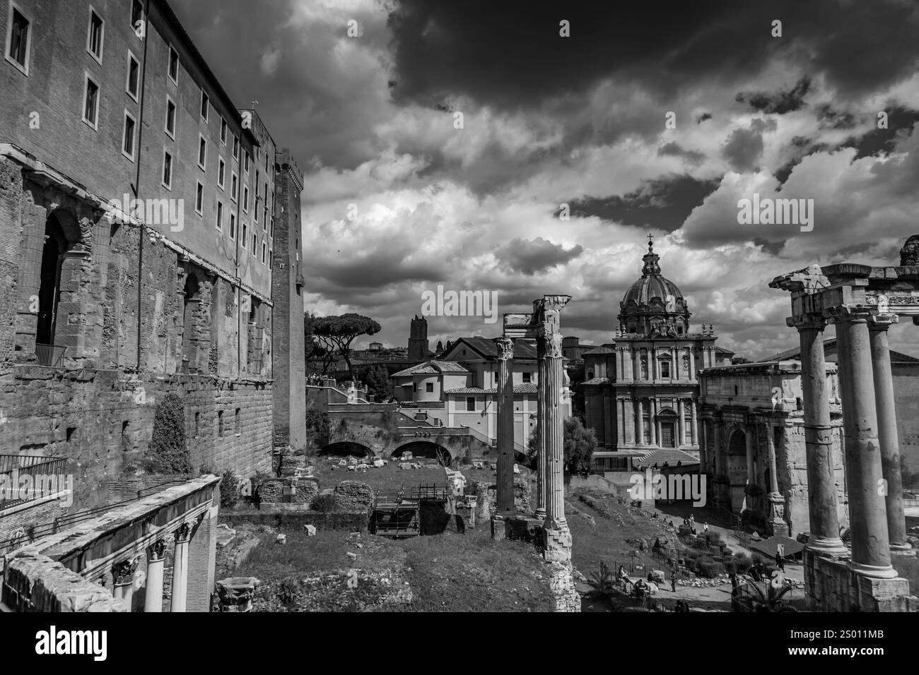 Rome, Italy - April 5, 2019: Forum Romanum is a rectangular forum ...