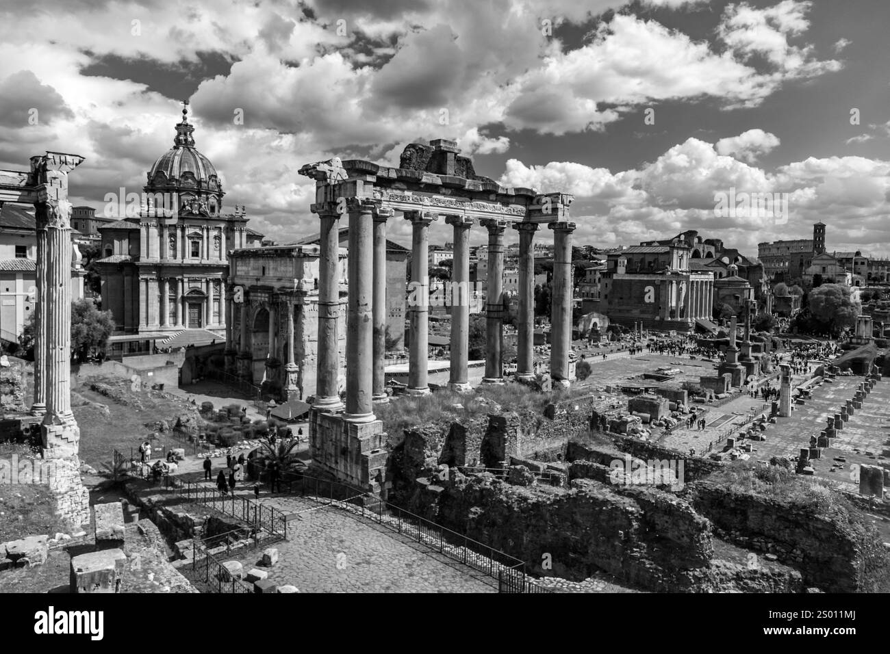 Rome, Italy - April 5, 2019: Forum Romanum is a rectangular forum ...
