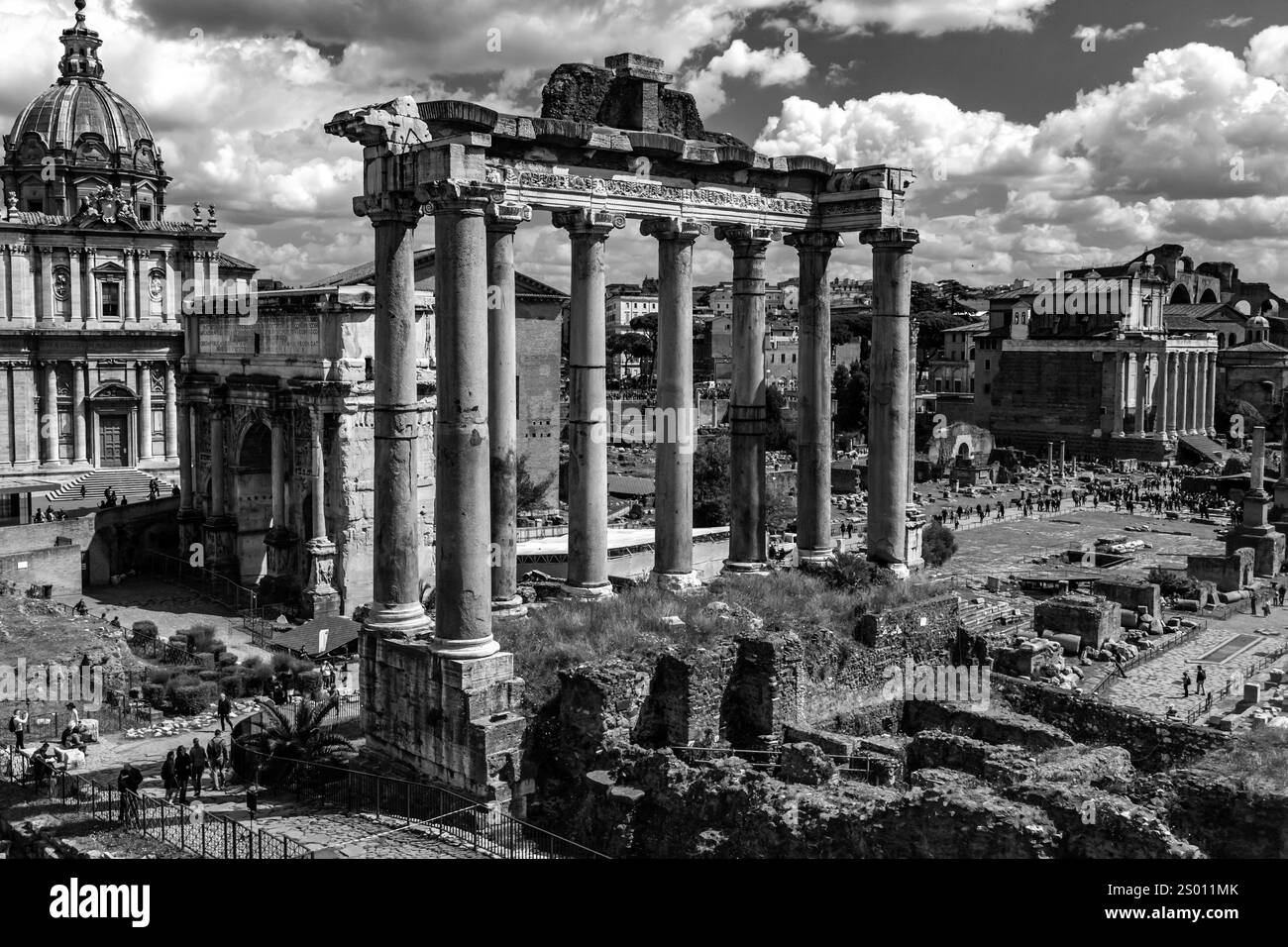 Rome, Italy - April 5, 2019: Forum Romanum is a rectangular forum ...