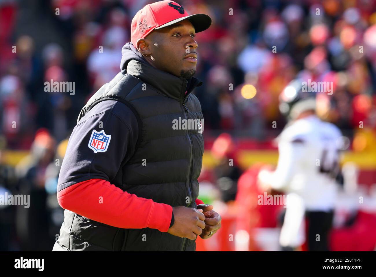 Houston Texans head coach DeMeco Ryans comes onto the field during ...
