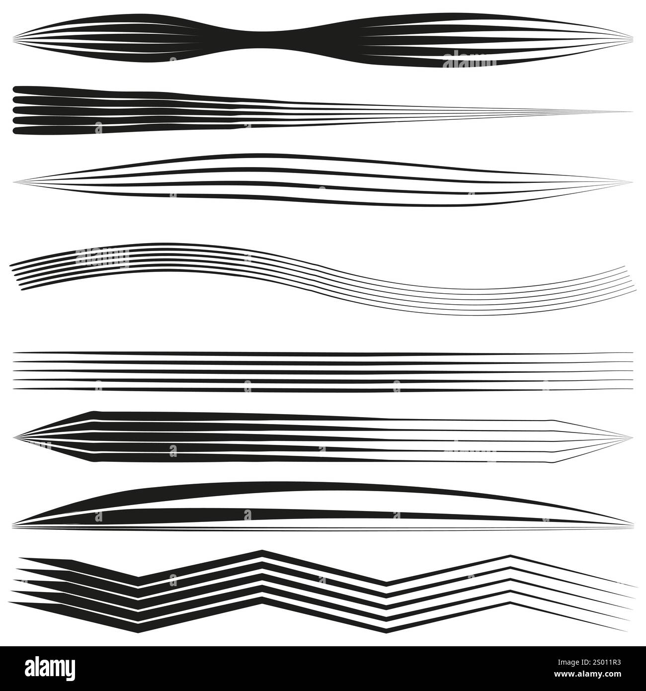 Abstract line elements. Curved shapes design. Black wave patterns ...