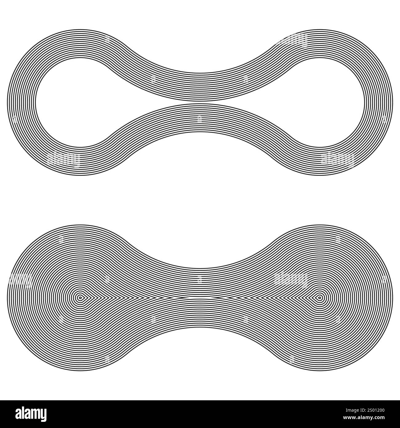 Abstract infinity shape. Geometric line pattern. Black and white loops ...