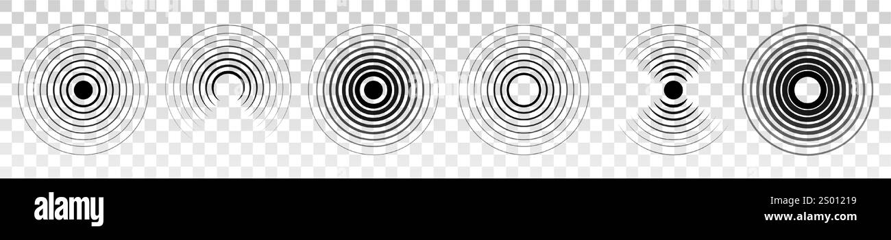 Circle wave. Frequency radar. Radio sound pulse. Concentric circular ...