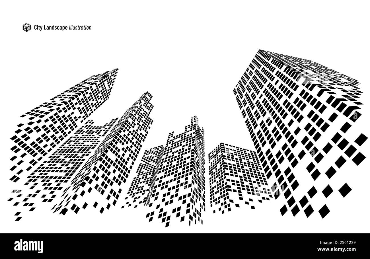 Building silhouette. Cityscape perspective, abstract skyline night ...