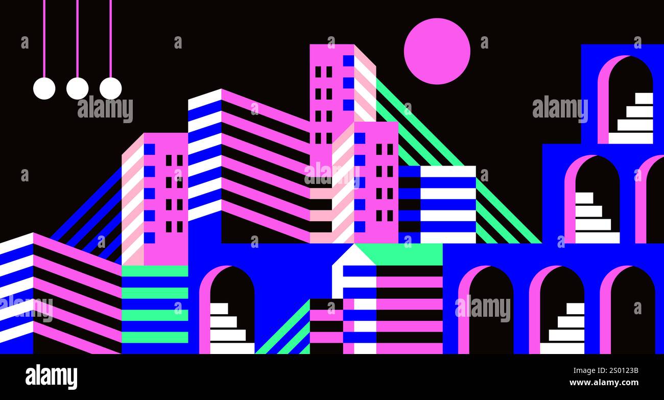 Geometric shapes. Abstract city geometry, fun color creative art ...