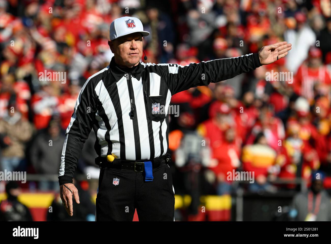Referee Carl Cheffers makes a call during the first half of an NFL ...