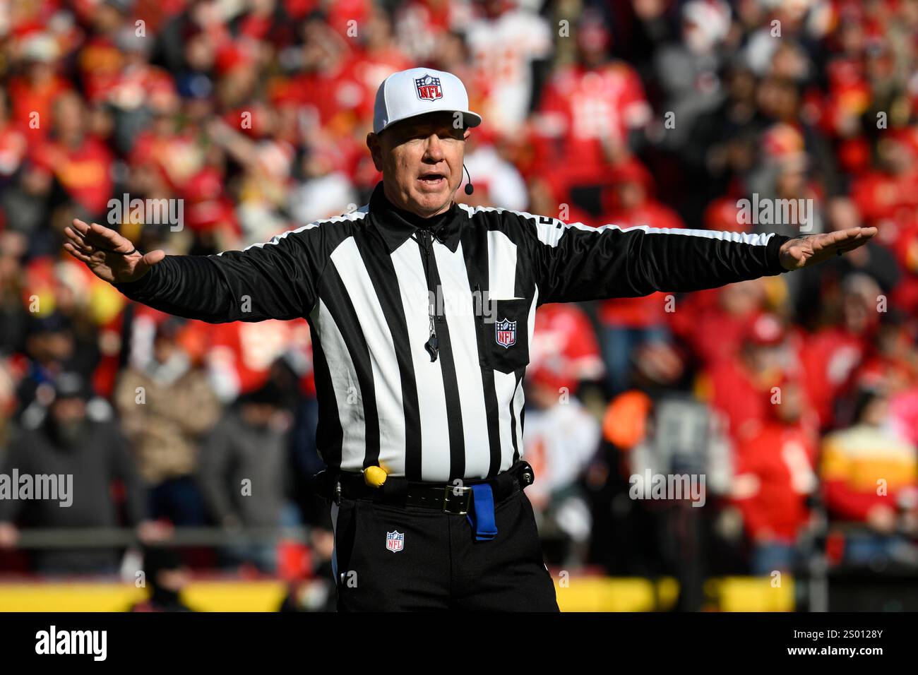 Referee Carl Cheffers makes a call during the first half of an NFL ...