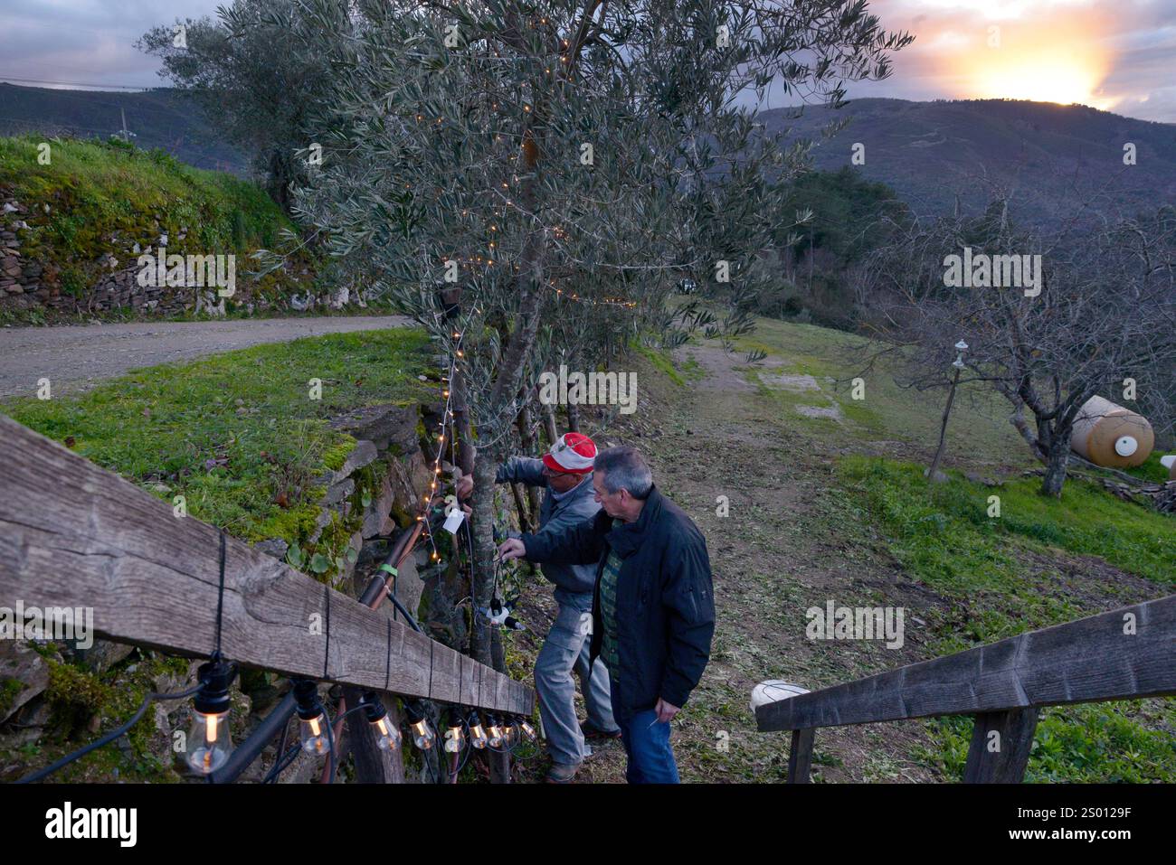 Several neighbors put up Christmas decorations on December 23, 2024, in ...